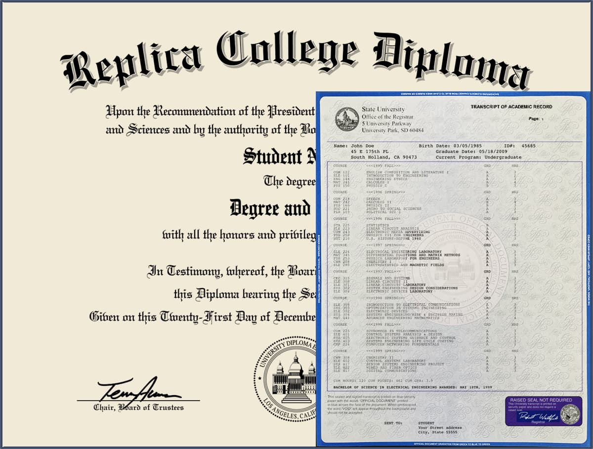 Authentic Fake Diplomas and Fake Transcripts for College
